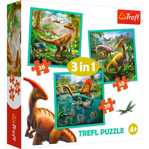 Puzzles - "3in1" - The extraordinary world of dinosaur / Tre